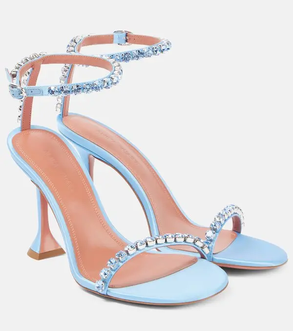 Amina Muaddi Gigi 95 Embellished Sandals - Blue