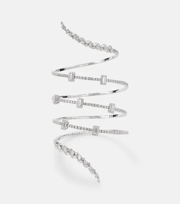 Yeprem 18kt White Gold Diamond Cuff Bracelet - Silver
