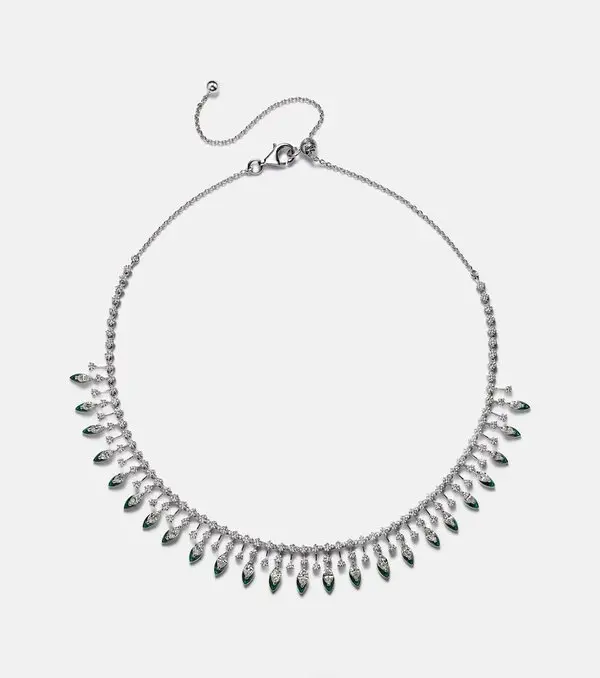 KAMYEN 18kt Gold And Enamel Choker With Diamonds - White