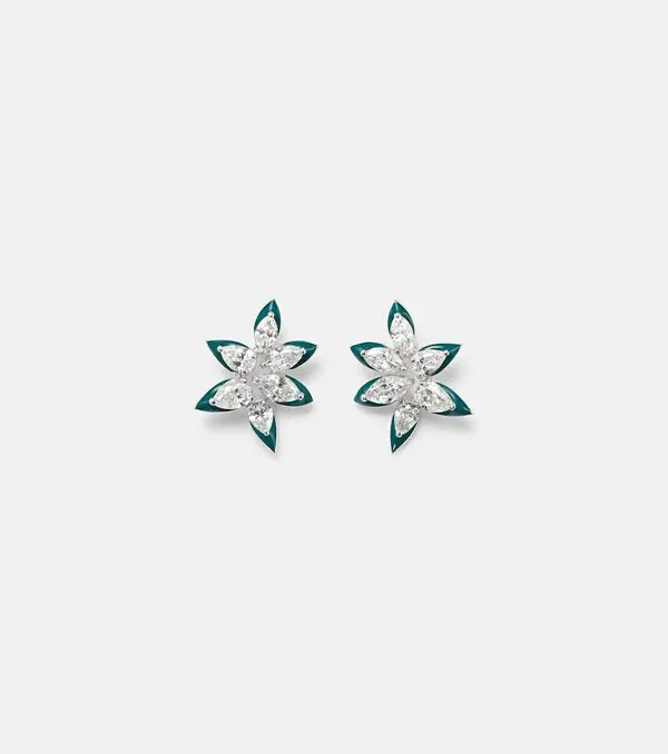 KAMYEN 18kt White Gold And Enamel Earrings With Diamonds - Silver
