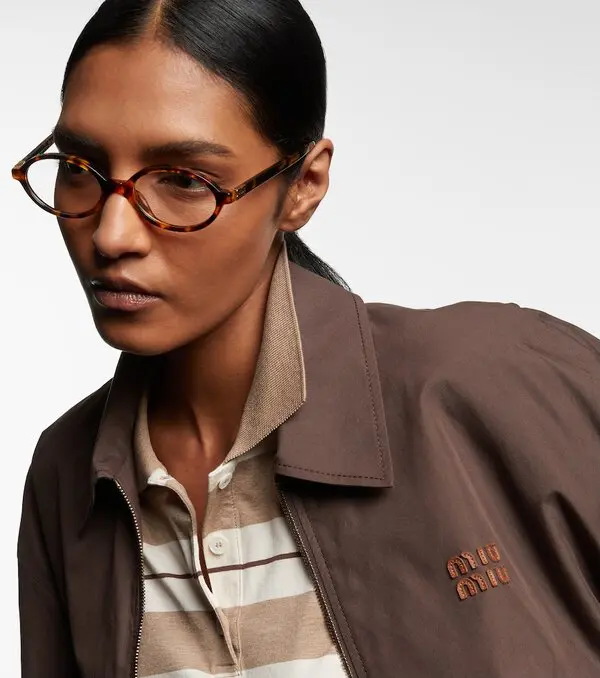 Miu Miu Oval Tortoiseshell Acetate Eyeglasses - Brown