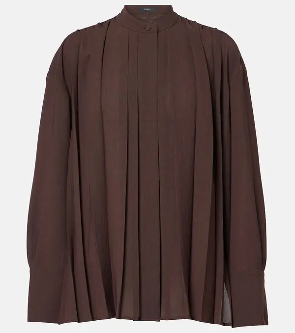 JOSEPH Malte Plisse Blouse - Brown