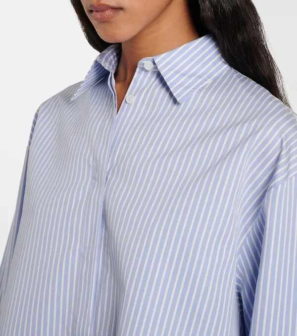 Proenza Schouler Isla Striped Cotton And Silk Mini Dress - Blue