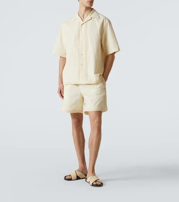 Commas Name Cotton Shorts In Ivory