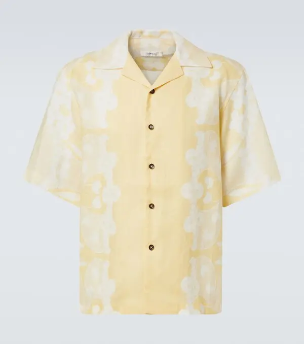 Commas Floral Linen Bowling Shirt - Yellow