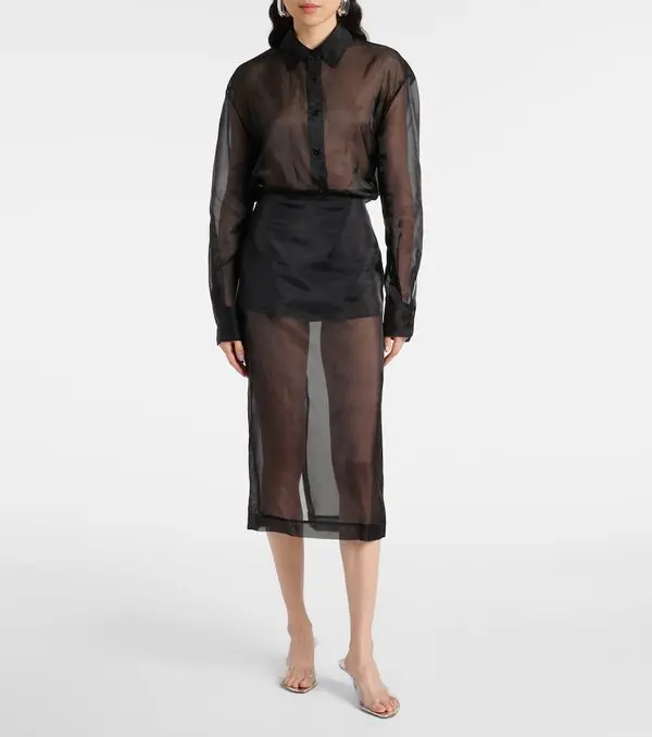 THE FRANKIE SHOP Peri Sheer Silk-blend Shirt