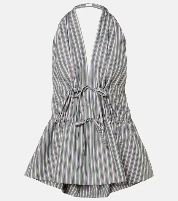 Dries Van Noten Striped Halterneck Cotton Top - Green