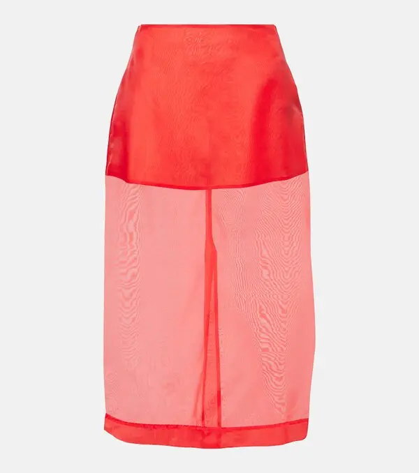 THE FRANKIE SHOP Peri Sheer Silk-blend Midi Skirt - Red