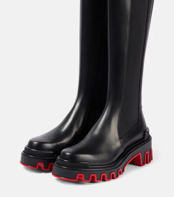 CHRISTIAN LOUBOUTIN Marchacroche Leather Knee-high Boots