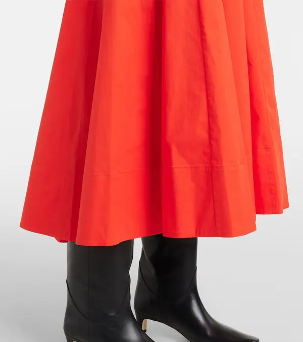 Staud Cotton Poplin Midi Dress - Red