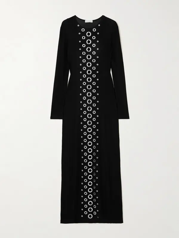 Rabanne Eyelet-embellished Maxi Dress - Black