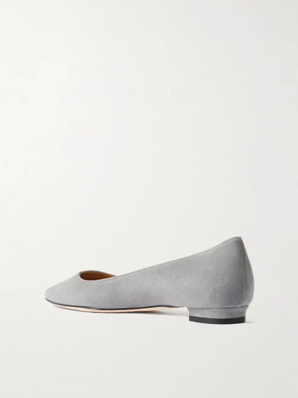 Manolo Blahnik Bb Suede Ballet Flats - Gray