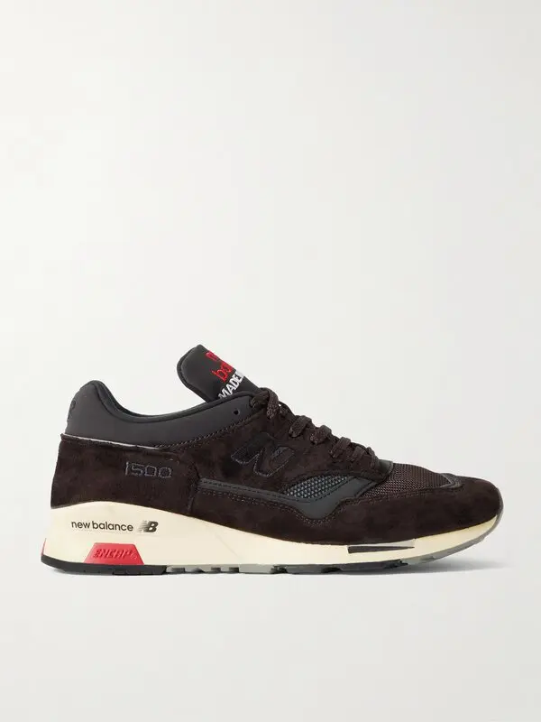 NEW BALANCE 1500 'made In Uk' Paneled Mesh And Suede Sneakers - Black