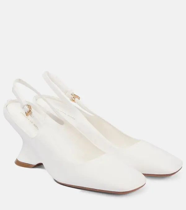 Dries Van Noten Leather Slingback Wedges - White