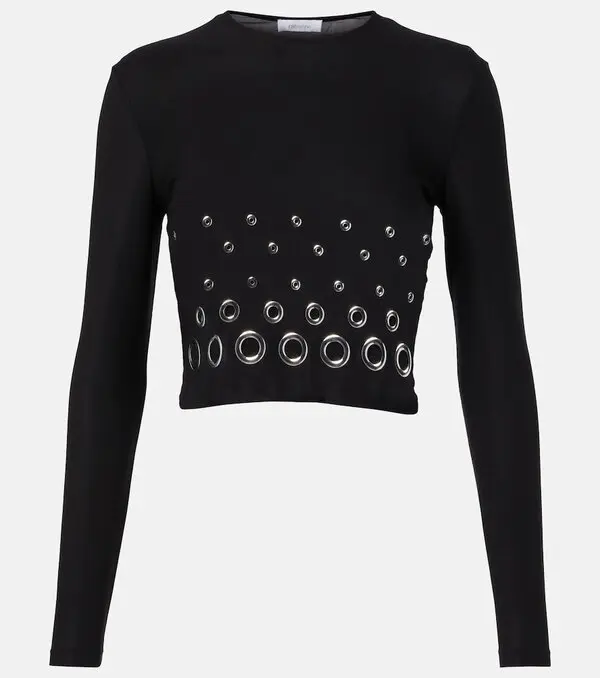 Rabanne Embellished Long-sleeve Top - Black