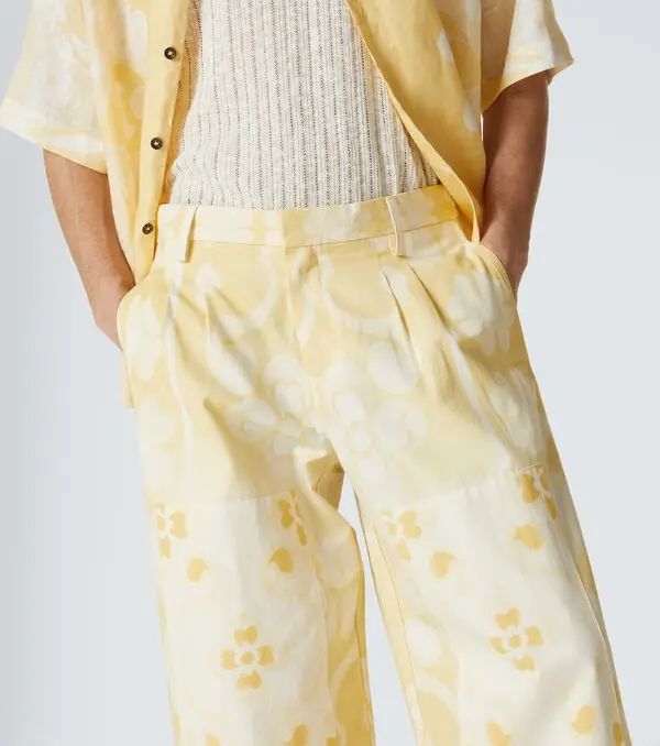 Commas Name Seaside Printed Cotton And Silk Wide Leg Trousers