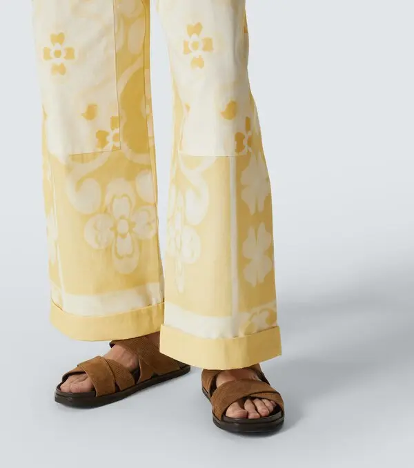 Commas Name Seaside Printed Cotton And Silk Wide Leg Trousers