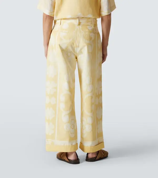 Commas Name Seaside Printed Cotton And Silk Wide Leg Trousers