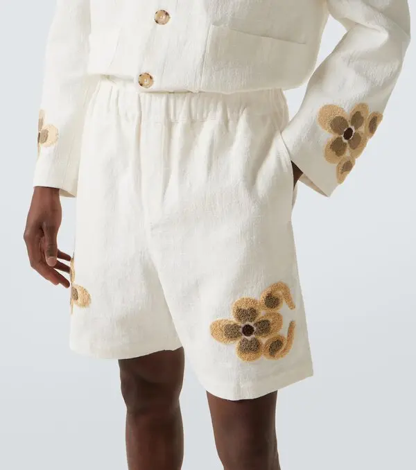 Commas Embroidered Linen And Cotton Shorts