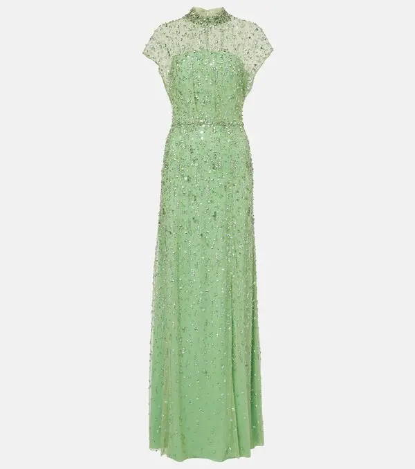 Jenny Packham Embellished Gown - Green
