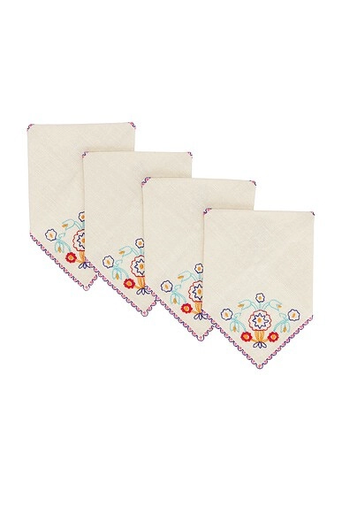 BODE Garden Party Cocktail Napkins - Ecru Multi