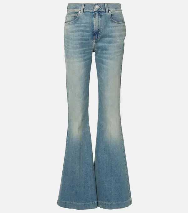Alexander McQueen Faded Flared Jeans In Stone Wash