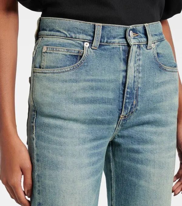 Alexander McQueen Faded Flared Jeans In Stone Wash