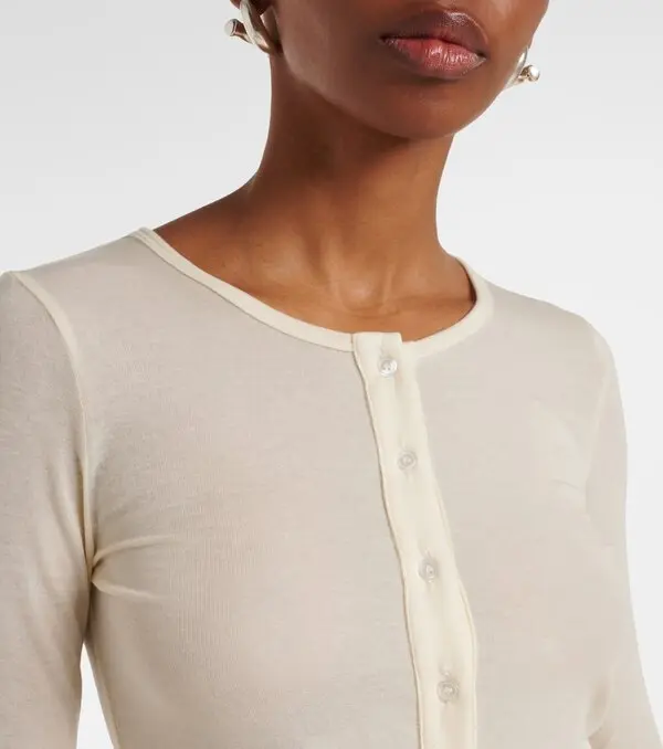 AGOLDE Faustine Henley Shirt In Oat Milk - White