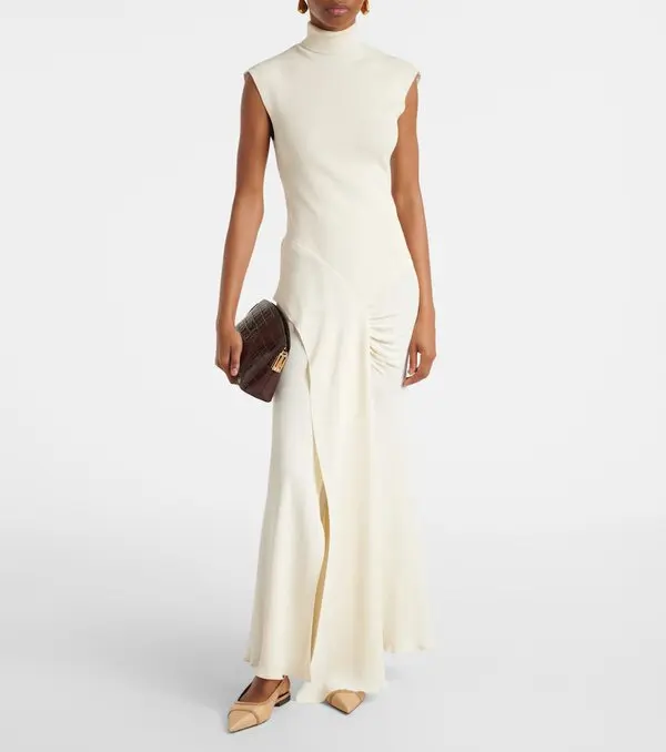 Victoria Beckham Leather-trimmed Raffia Slingback Flats - Neutrals