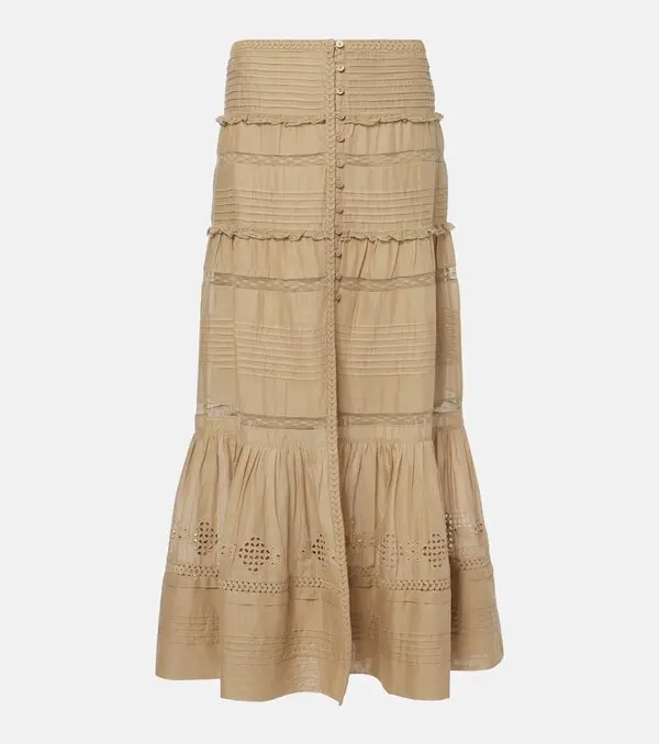 MARANT ETOILE Dusta Lace-trimmed Cotton Miniskirt - Green