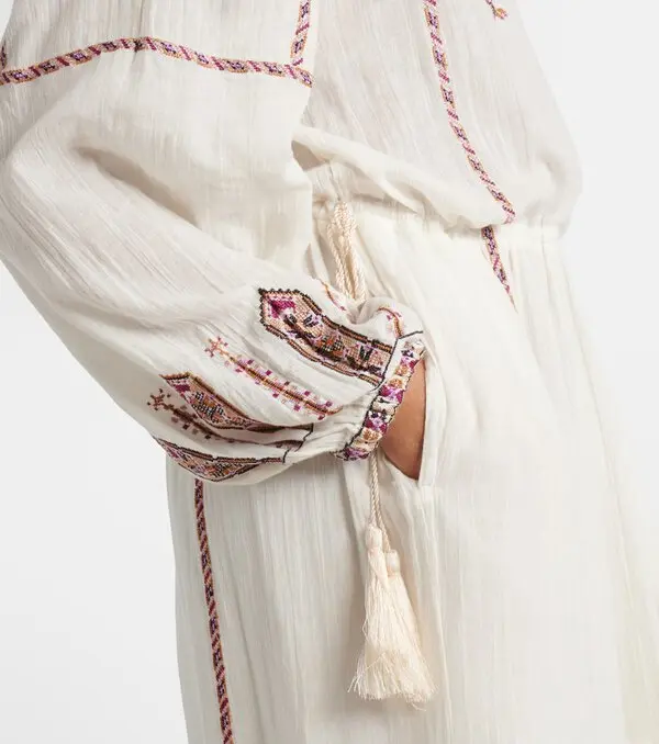 MARANT ETOILE Embroidered Cotton Midi Dress