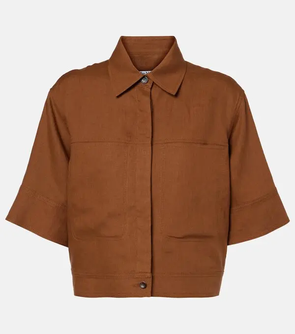 Max Mara Cropped Linen Shirt - Brown
