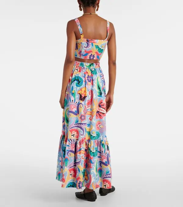 Etro Printed Cotton Button-front Cropped Top