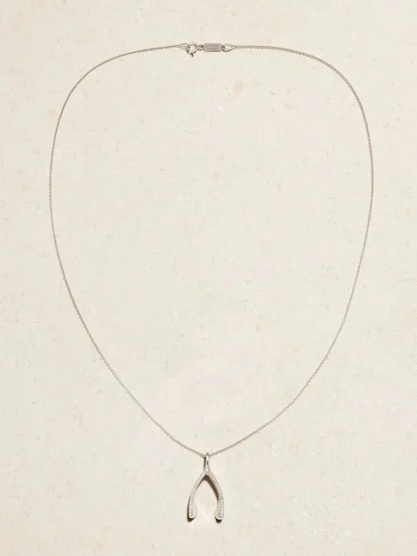 JENNIFER MEYER 18-karat White Gold Diamond Wishbone Necklace