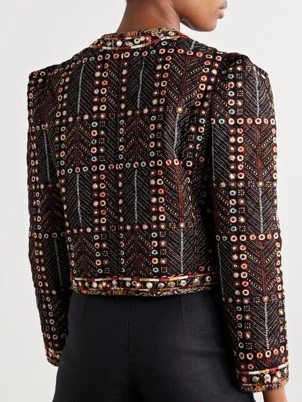 MARANT ETOILE Embellished Quilted Printed Cotton-voile Jacket
