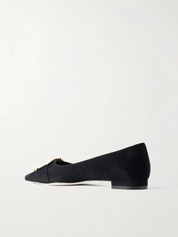 Manolo Blahnik Gibfla Embellished Ballet Flats
