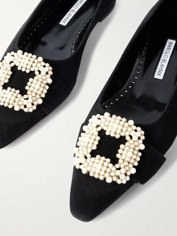 Manolo Blahnik Gibfla Embellished Ballet Flats