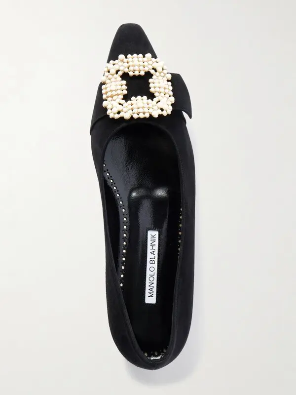 Manolo Blahnik Gibfla Embellished Ballet Flats