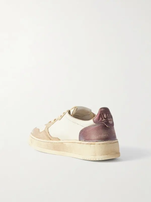 AUTRY Super Vintage Distressed Metallic Leather Sneakers - Gold