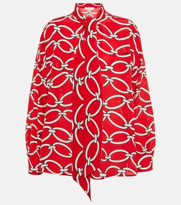 Valentino Garavani Chain Print Silk Blouse