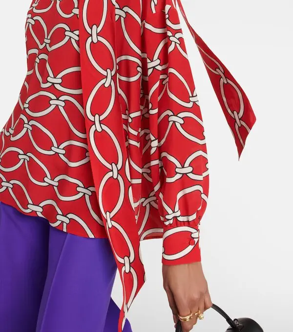 Valentino Garavani Chain Print Silk Blouse