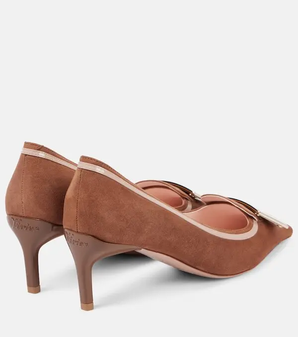ROGER VIVIER Viv "canard" 55 Buckle-detail Suede Pumps - Brown