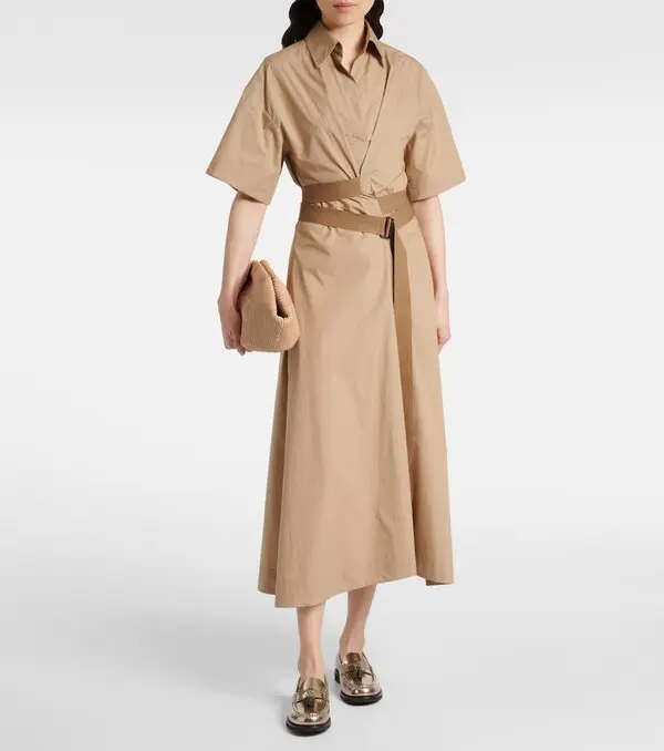Brunello Cucinelli Belted Cotton Shirt Dress