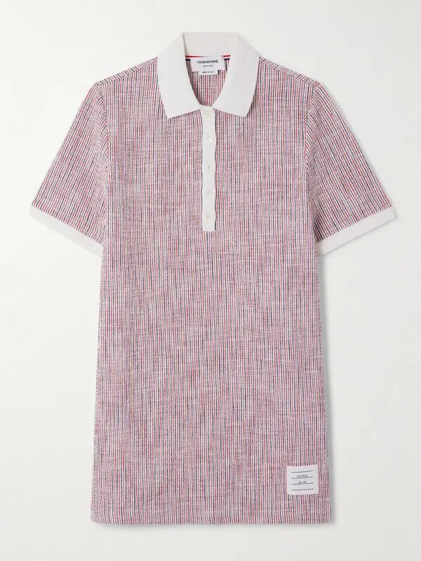 Thom Browne Appliquéd Striped Cotton-blend Tweed Mini Dress - Pink