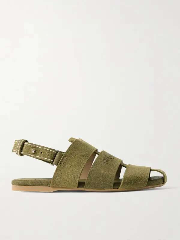 JW Anderson Suede Fisherman Sandals With Embossed Logo - Green