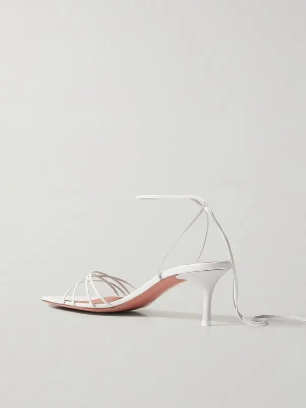 Amina Muaddi Lori Lace Up Leather Sandals