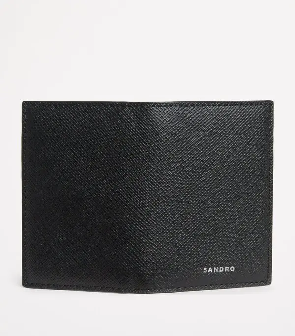 Sandro Reconstituted Leather Bifold Card Holder - Black