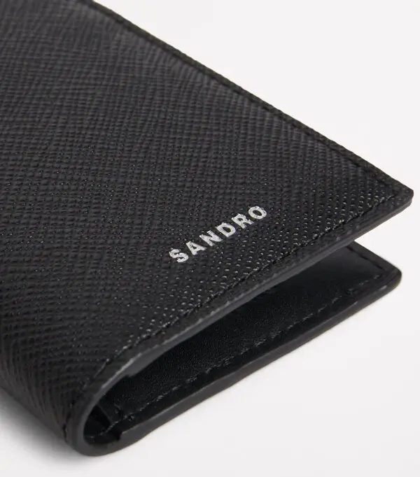 Sandro Reconstituted Leather Bifold Card Holder - Black