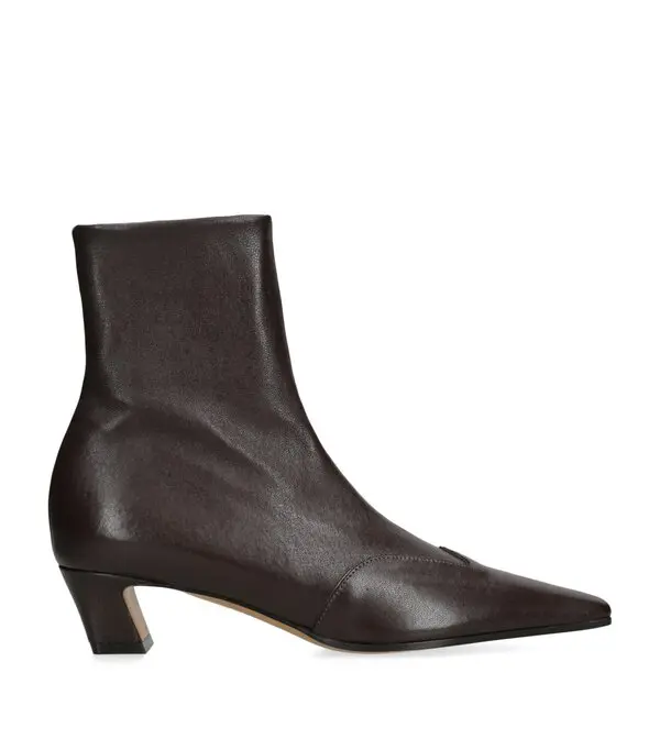 Khaite Nevada Leather Ankle Boots - Brown