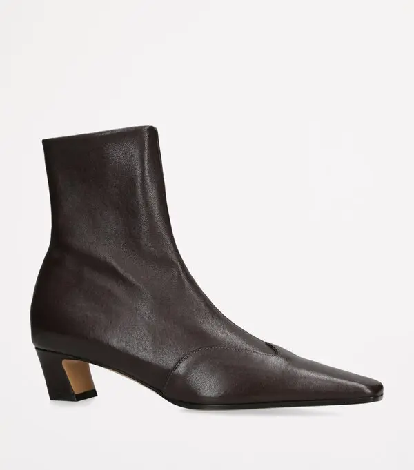 Khaite Nevada Leather Ankle Boots - Brown